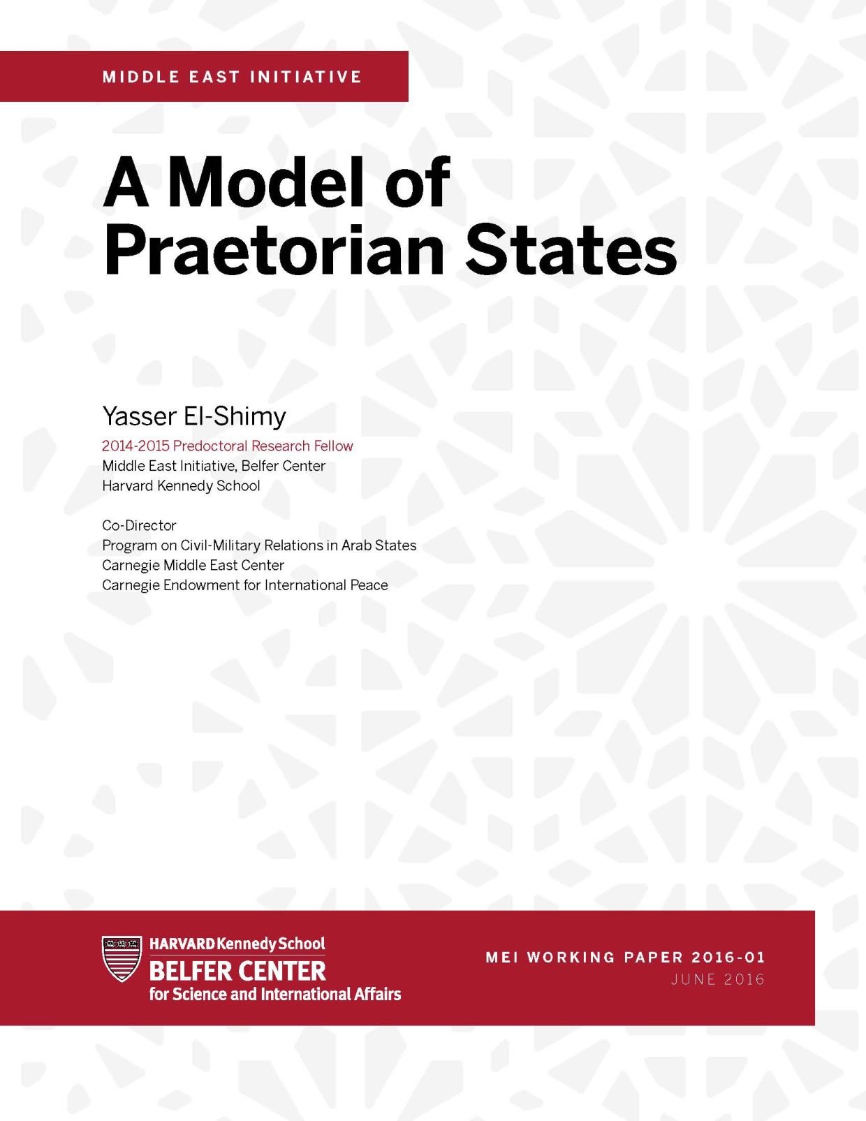 A Model of Praetorian States | The Belfer Center for Science and ...